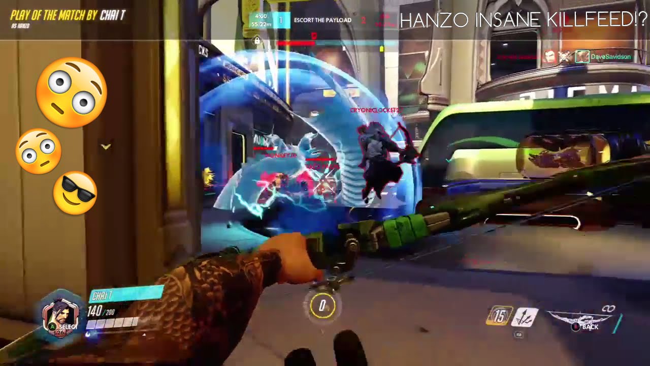 OVERWATCH HANZO 5 MAN KILLFEED! DRAGON STRIKE ULTIMATE ABILITY + SONIC ...