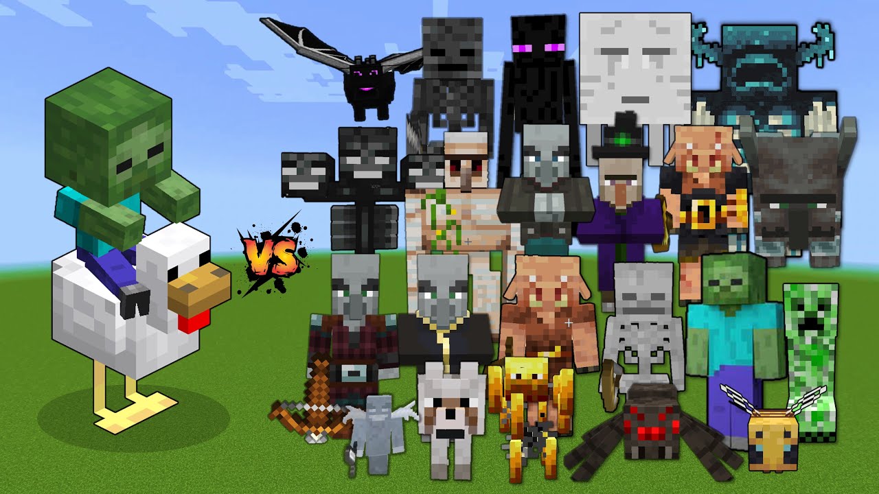 Chicken Jockey vs Every mob in Minecraft - Minecraft mob battle ...