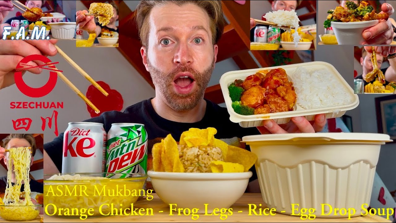 (ASMR Mukbang Eating Szechuan) Fried Orange Chicken, Dry Pot Frog Legs ...