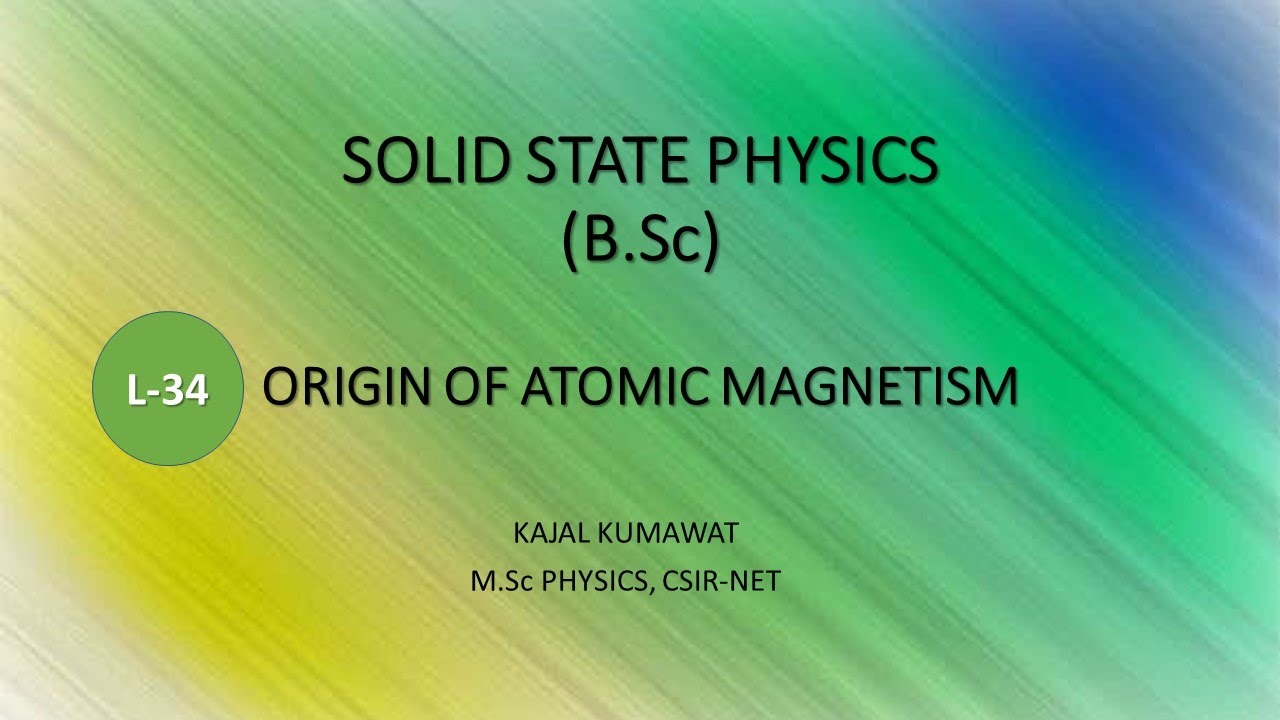 Lecture-34 Origin of Atomic Magnetism - YouTube