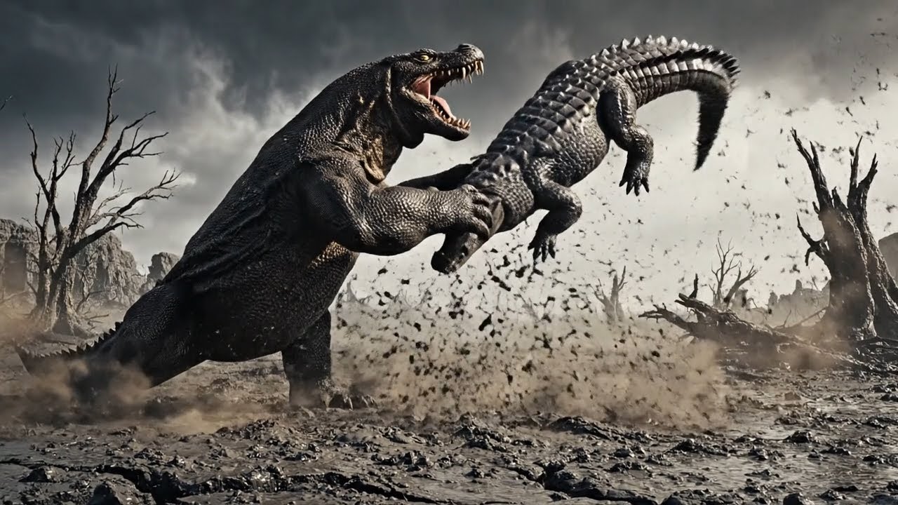 Who win the war! The powerful Komodo Dragon battles Crocodiles in the ...