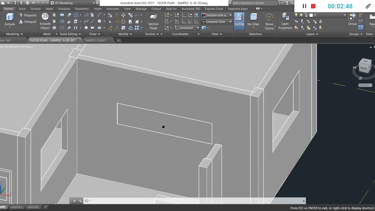 6D Create window by box and presspull with view viewcube front - YouTube