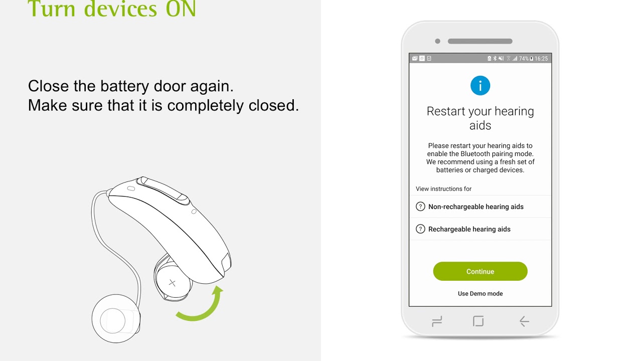 Phonak Remote Android pairing battery - YouTube