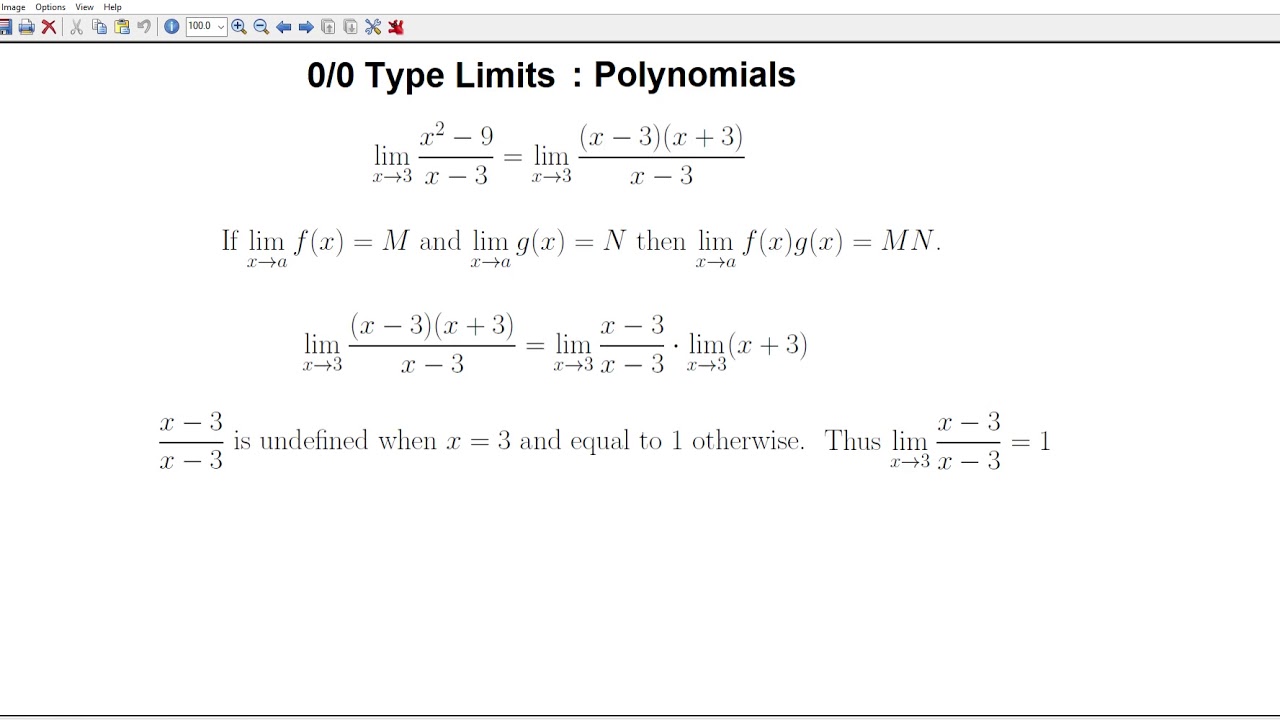 0/0 type limits - polynomials - YouTube