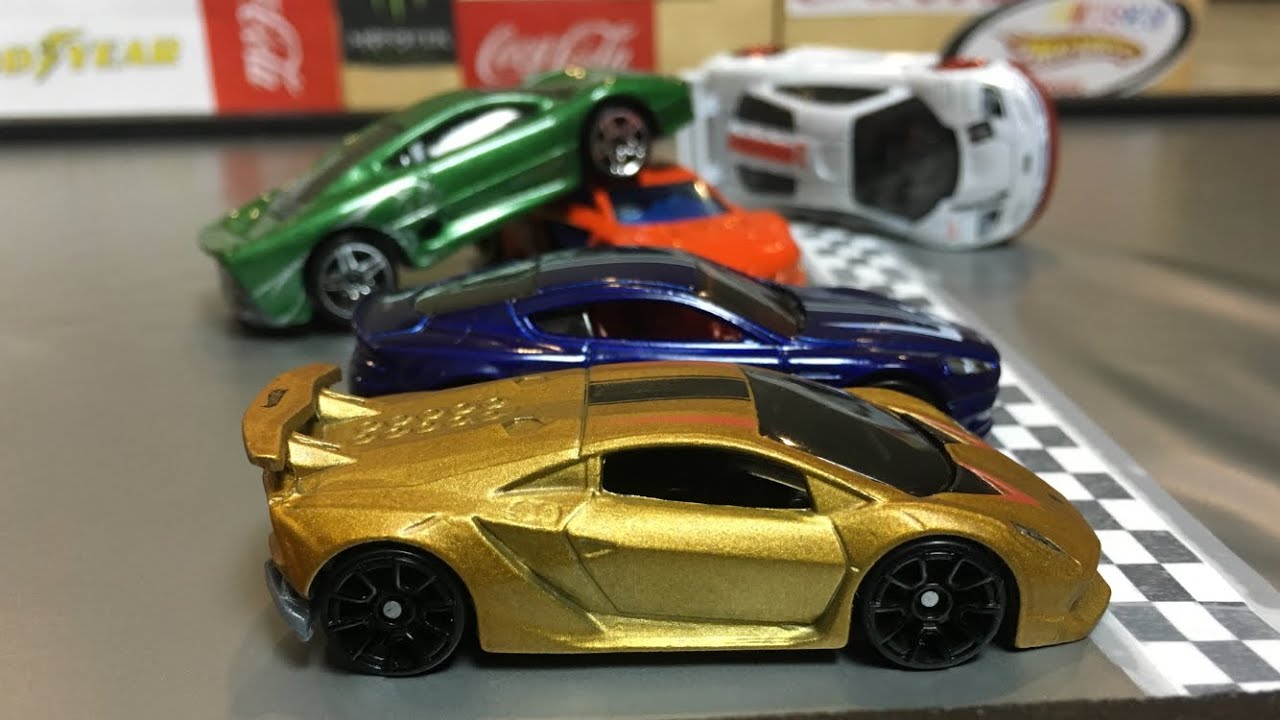 HOT WHEELS FAT TRACK EXOTIC HYPER CAR 5 PACK LANE MERGE CRASH RACE ...