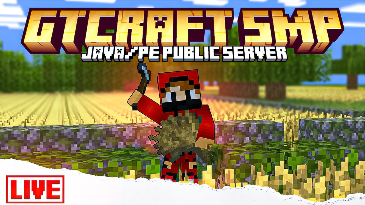 GTcraft SMP Live | New public SMP | 24/7 SERVER | PE + JAVA | minecraft hindi live - YouTube
