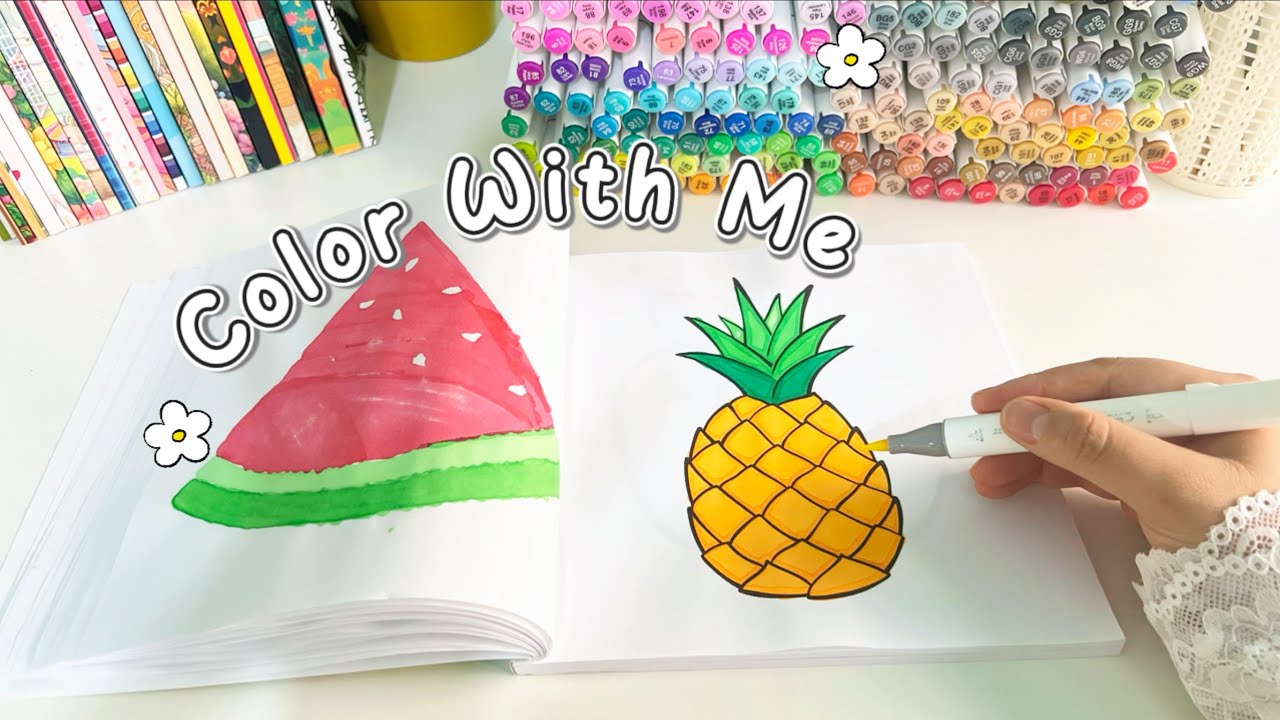 Color a red pineapple with markers🌴🍍|Fruits and Vegetables Coloring ...