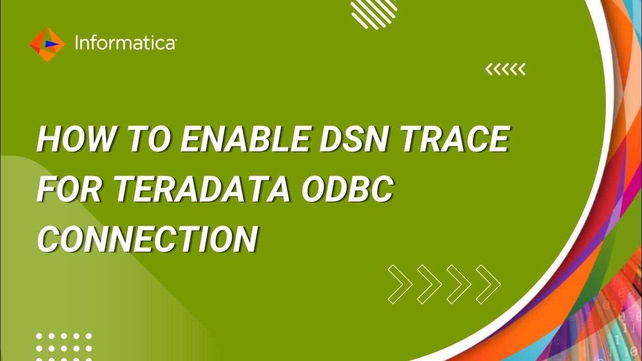 How to Enable DSN Trace for Teradata ODBC Connection - YouTube
