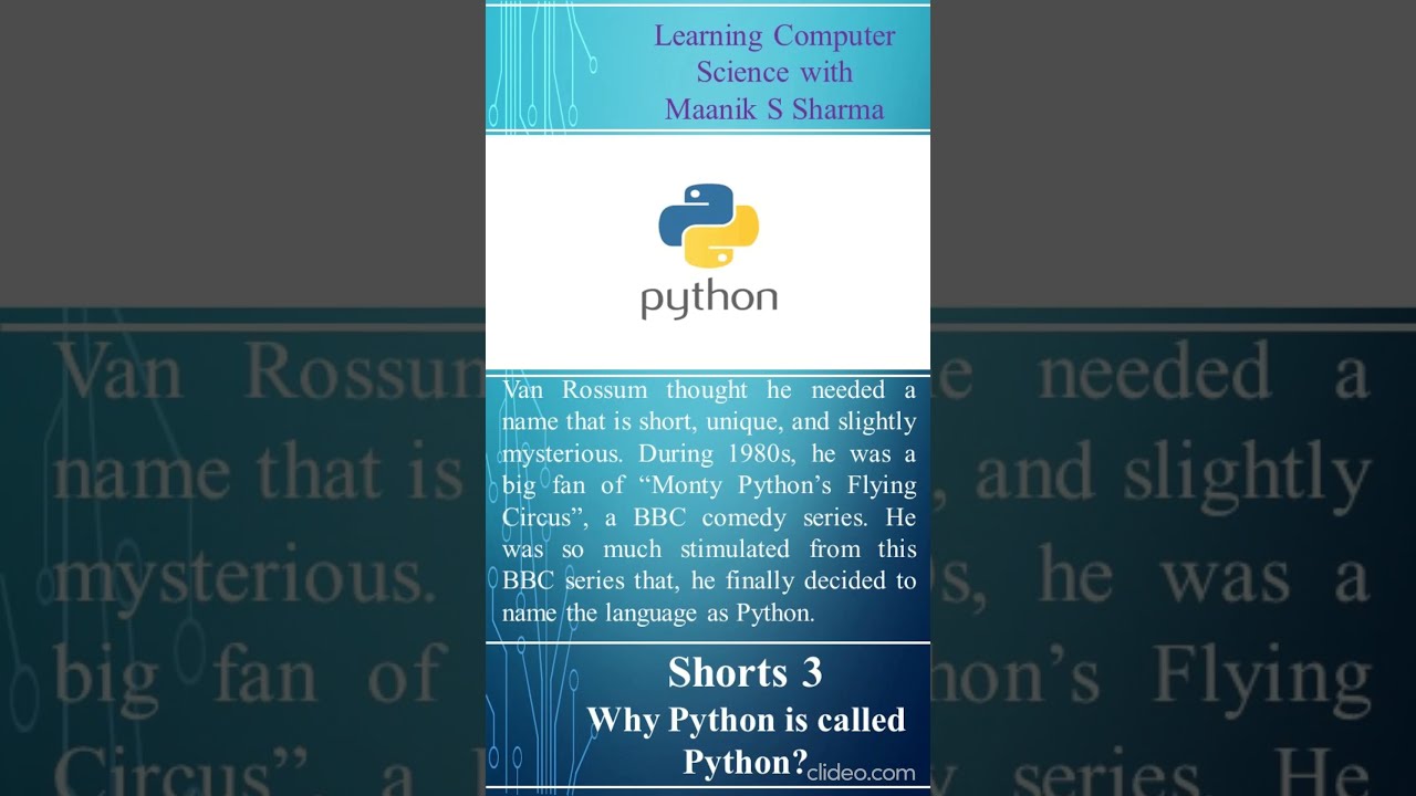 Why Python Is Called Python python shorts YouTube Why Python Is Called Python python shorts YouTube