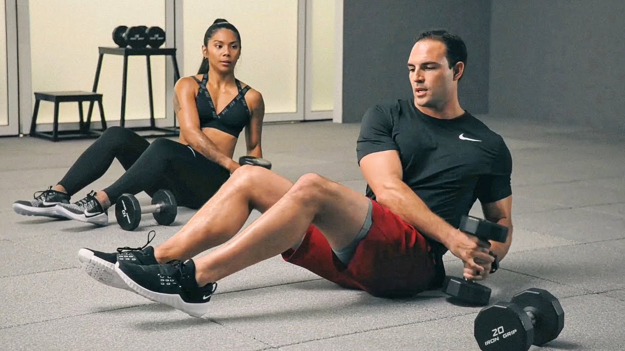 40 Min Upper-Body Dumbbell Workout At Home - Build Muscle - YouTube
