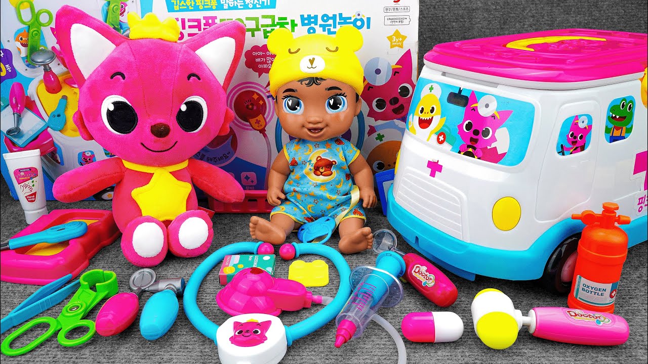 103 Minutes Satisfying with Unboxing Cute Pinkfong Ambulance Playset ...