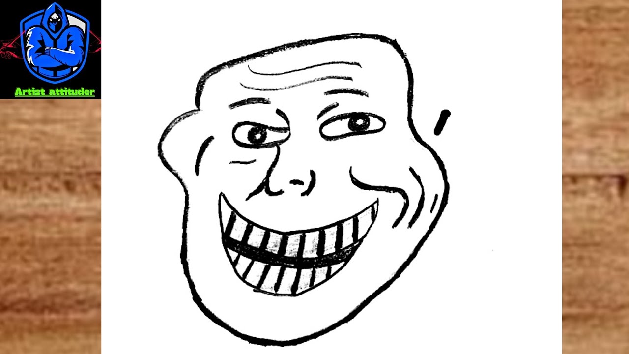 How to draw troll face step by step || How to draw meme face || Drawing ...