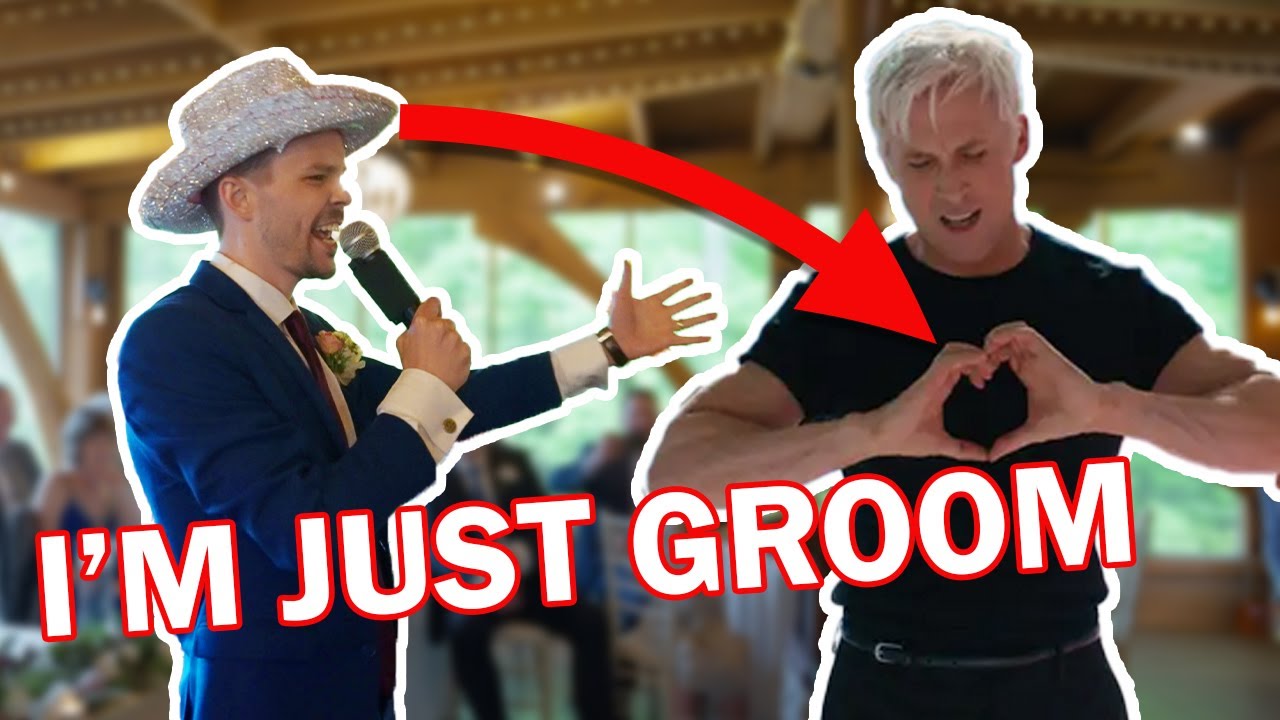 Groom surprises bride with "I'm Just Ken" parody at his wedding - YouTube
