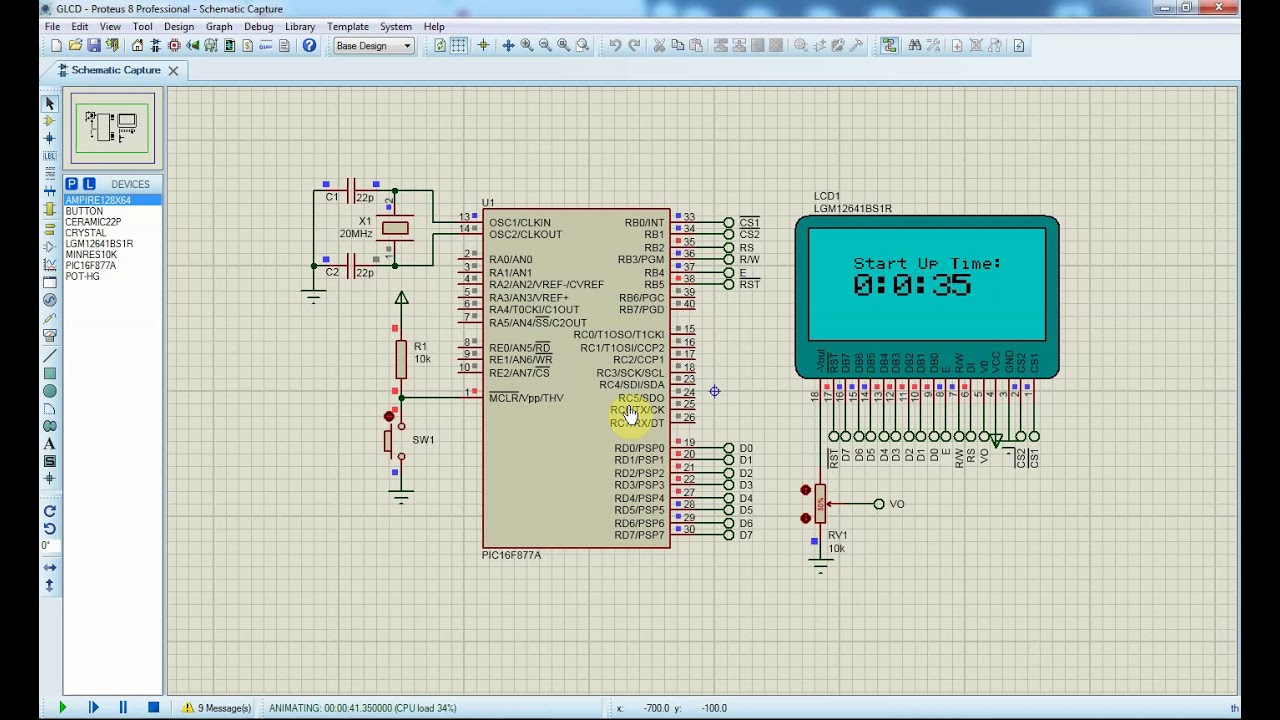 Interfacing 128x64 Graphical Lcd To Pic16f877a With Ccs Picc Example Youtube