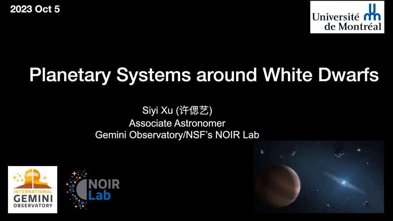Siyi Xu : Planetary Systems around White Dwarfs - YouTube
