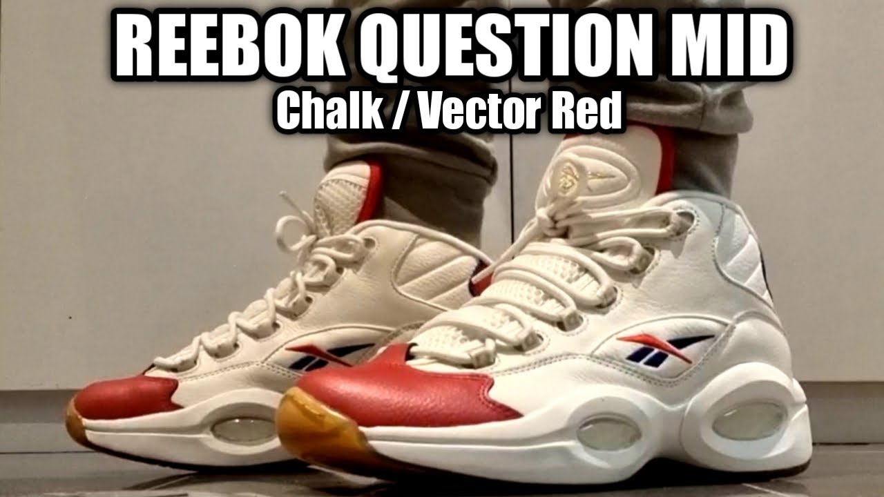Reebok Question Mid - Chalk / Vector Red / Vector Blue - YouTube