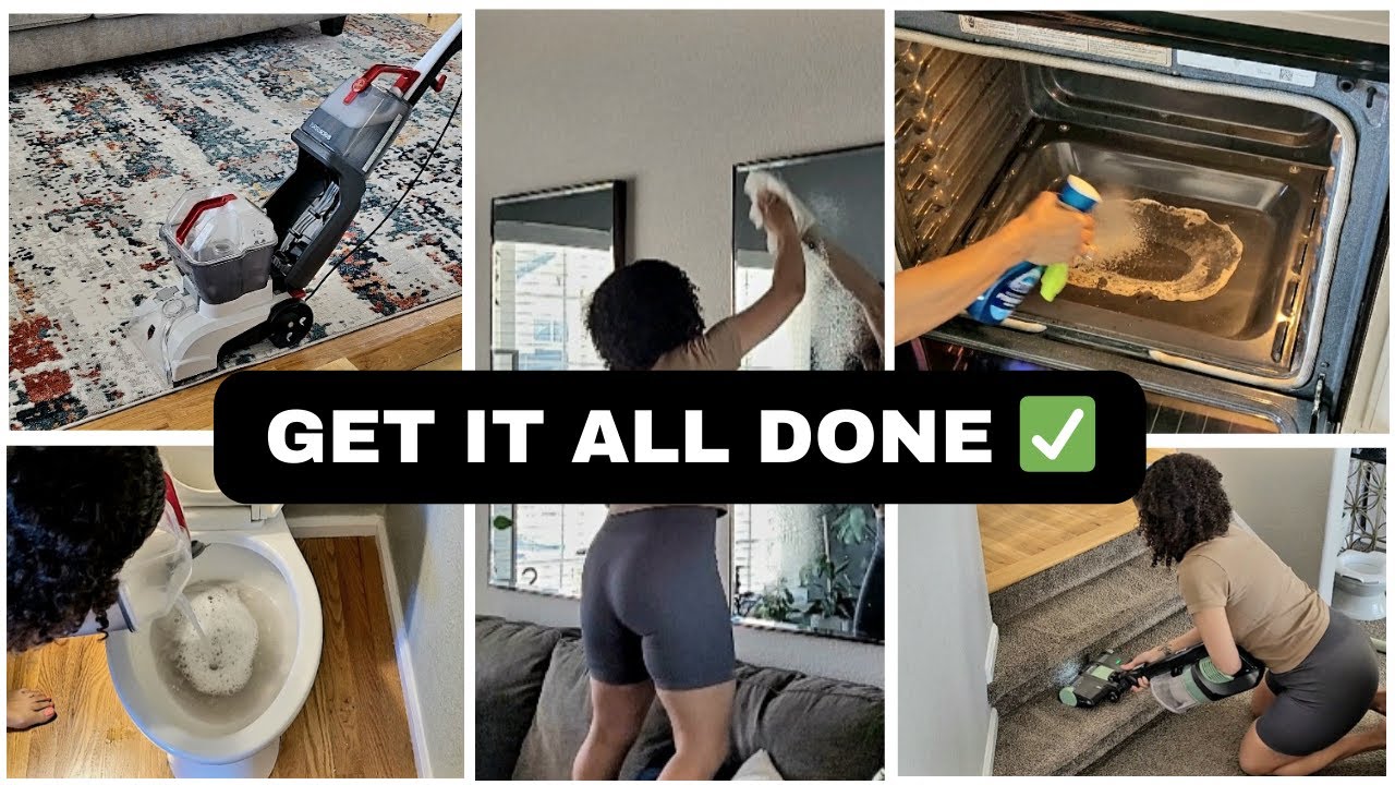 SPRING CLEANING | KITCHEN CABINET DEEP CLEAN | SHAMPOOING AREA RUG | OVEN + MORE! - YouTube