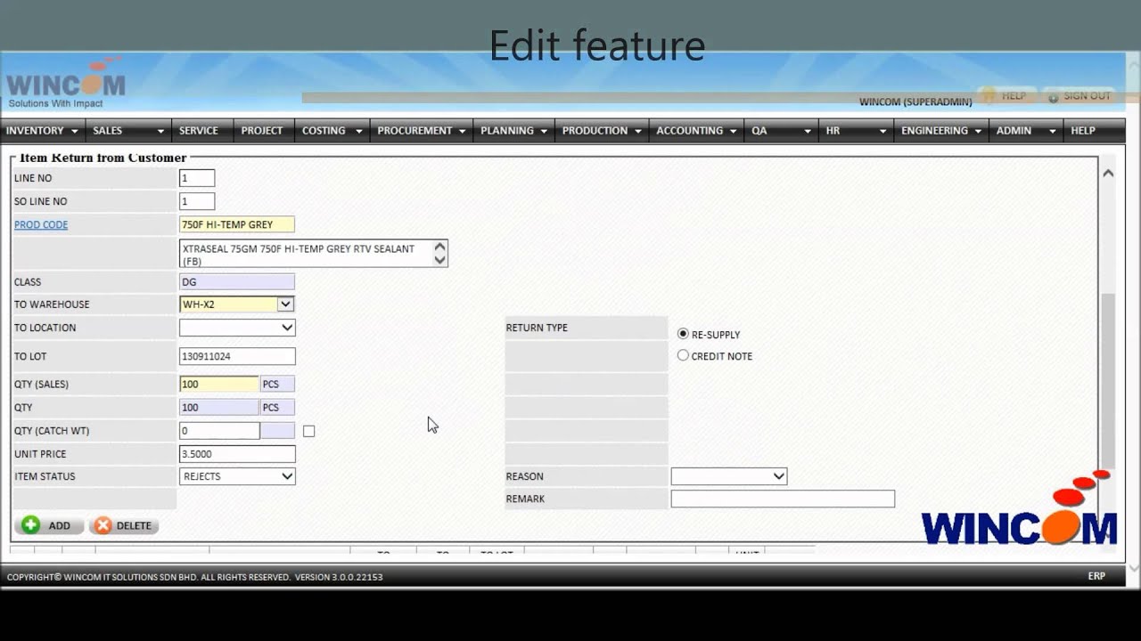 WINCOM ERP - Customer Return - YouTube