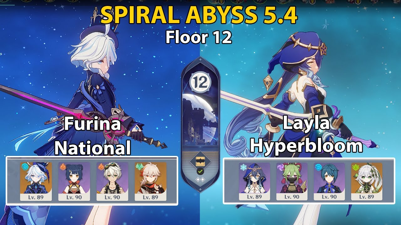 C1 Furina National and C2 Layla Hyperbloom | Spiral Abyss 5.4 | Genshin ...