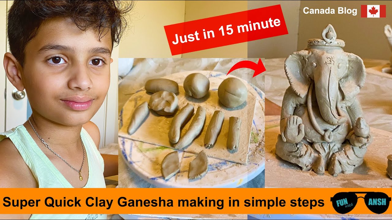 Ganesh Idol making process at home | Super quick Clay Ganesha making in ...