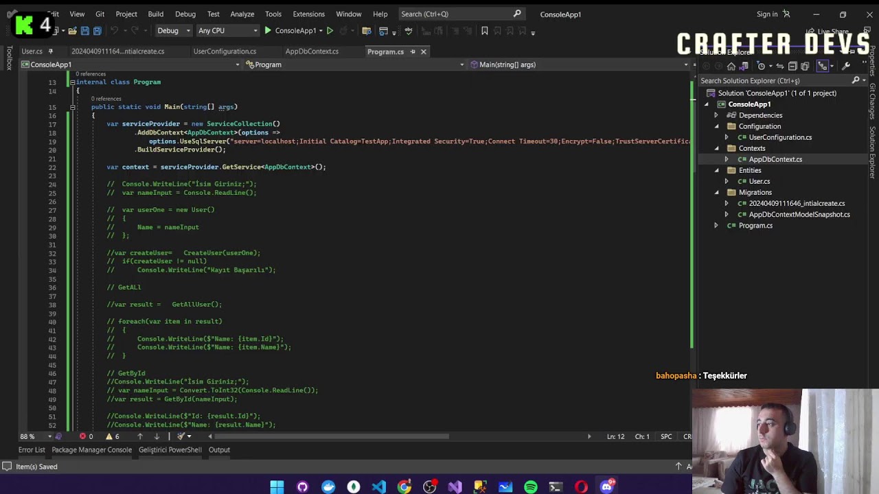 Net Core Temel Crud Operasyonları Entityframework Youtube