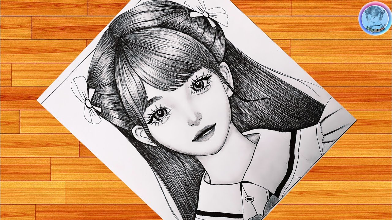 How to draw a Realistic Sketch of a Beautiful Girl Cute || Cute girl ...