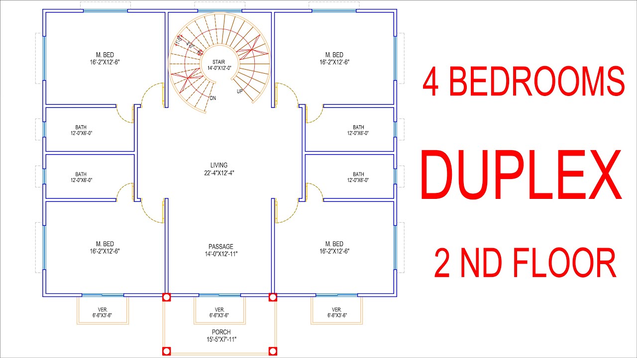 HOUSE PLAN DESIGN | EP 296 | 2000 SQUARE FEET 4 BEDROOMS DUPLEX 2ND FLOOR HOUSE PLAN | LAYOUT ...