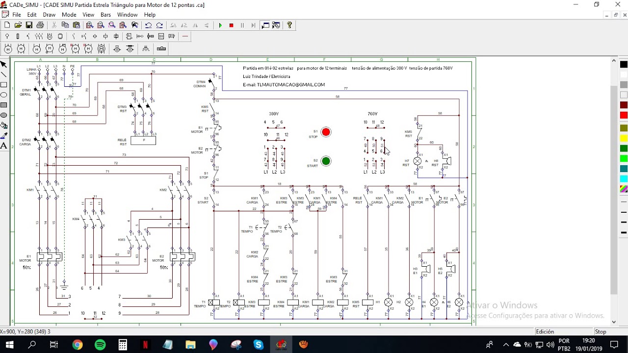 CADE SIMU Partida em 01 é 02 estrelas para motor com 12 terminais e ...
