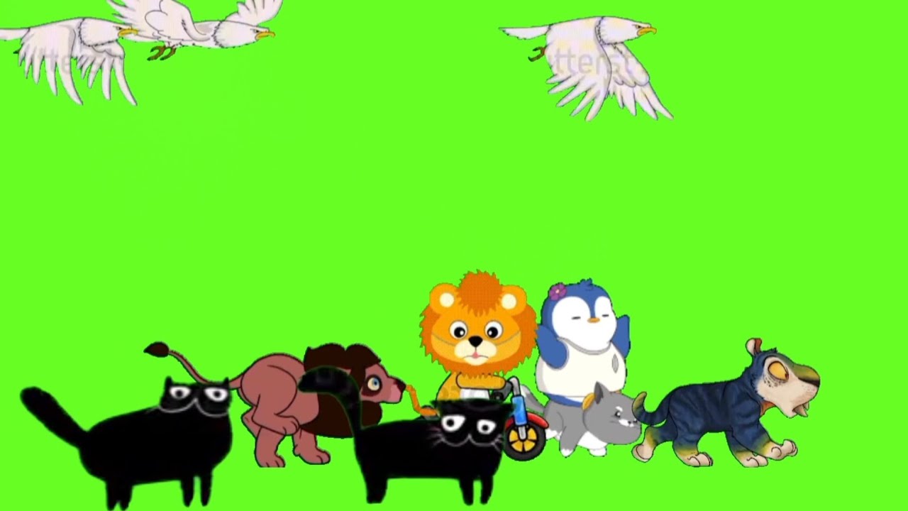 Cartoon animal stampede green screen l animal running - YouTube