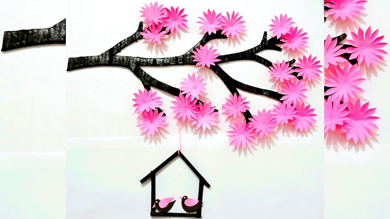 How To Make Paper Flower Tree | Paper Flower Making Step By Step | 🌿 ...