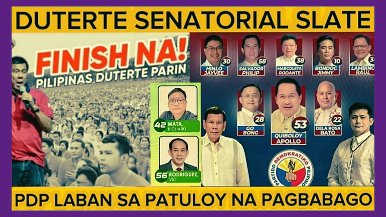 PDPLABAN DUTERTE SENATORIAL LINE UP PARTIDO DEMOKRATIKO NG PINAS # ...