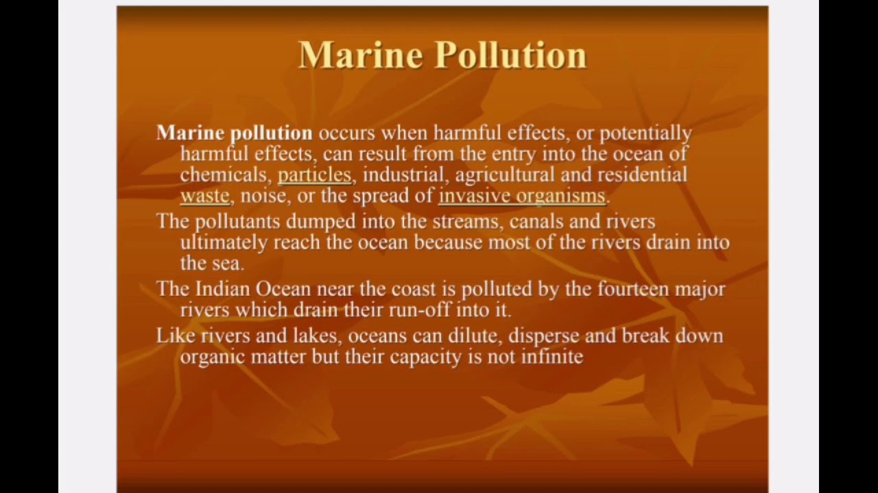MARINE POLLUTION| POLLUTION| SOURCES| CAUSES| EFFECTS| CONTROL MEASURES ...