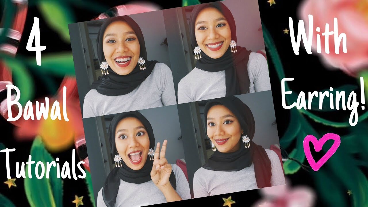 4 Bawal Hijab Tutorial With Earring! | Nadhirahx - YouTube