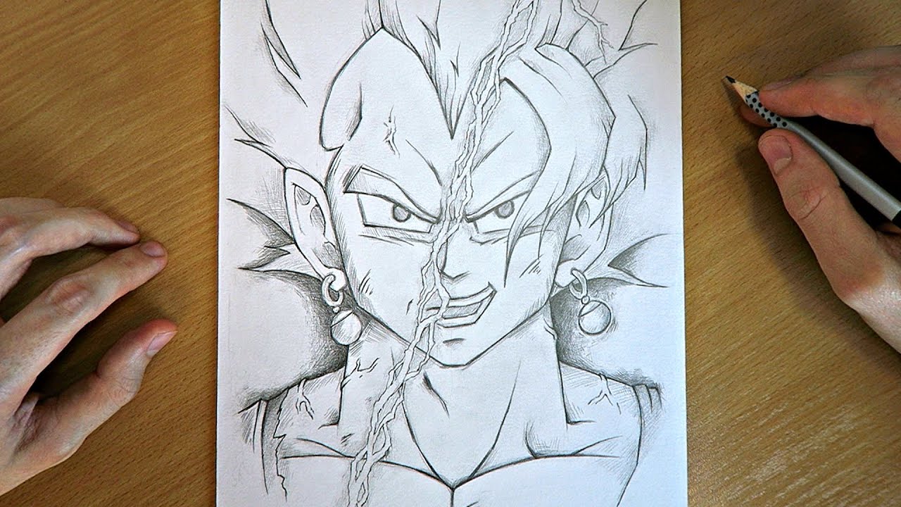 How to Draw Goku & Vegeta - Half Face | Epic Dragon Ball Drawing ...