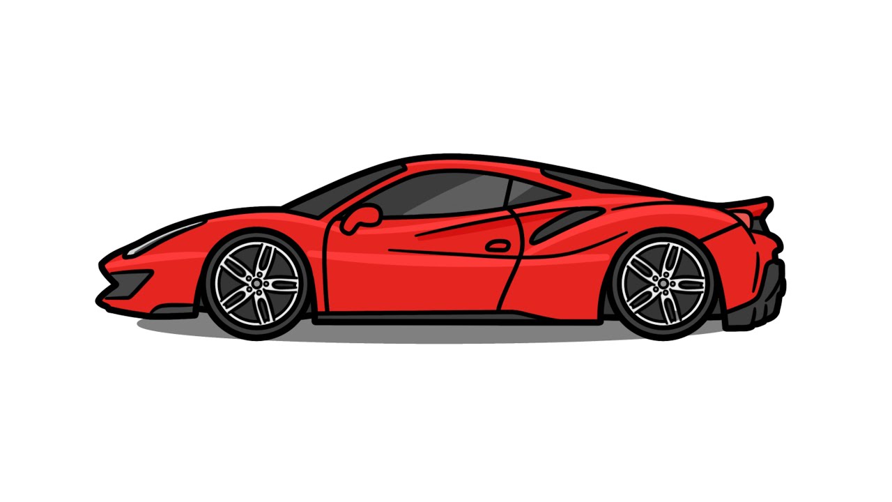 How to draw a FERRARI 488 PISTA easy | Drawing ferrari 488 sports car ...