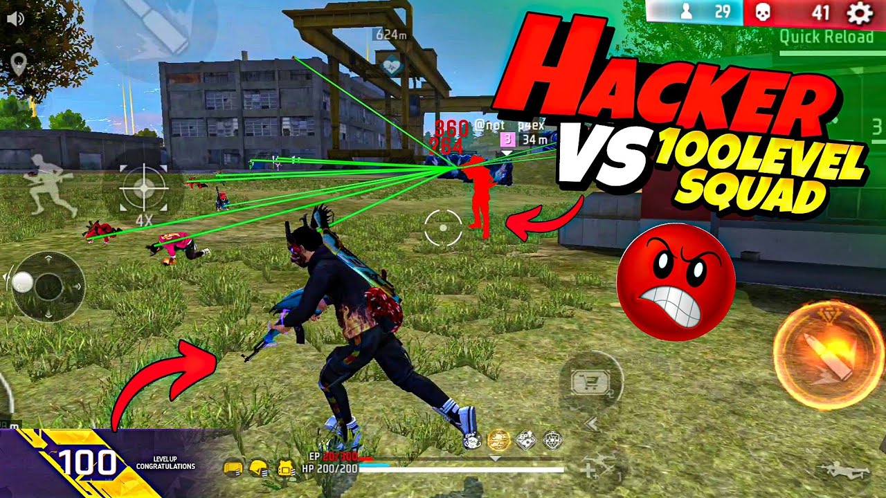 God Level Hacker 🥶 100%Headshot Rate⚡| Hacker VS 100LEVEL SQUAD 🙀 आगे ...