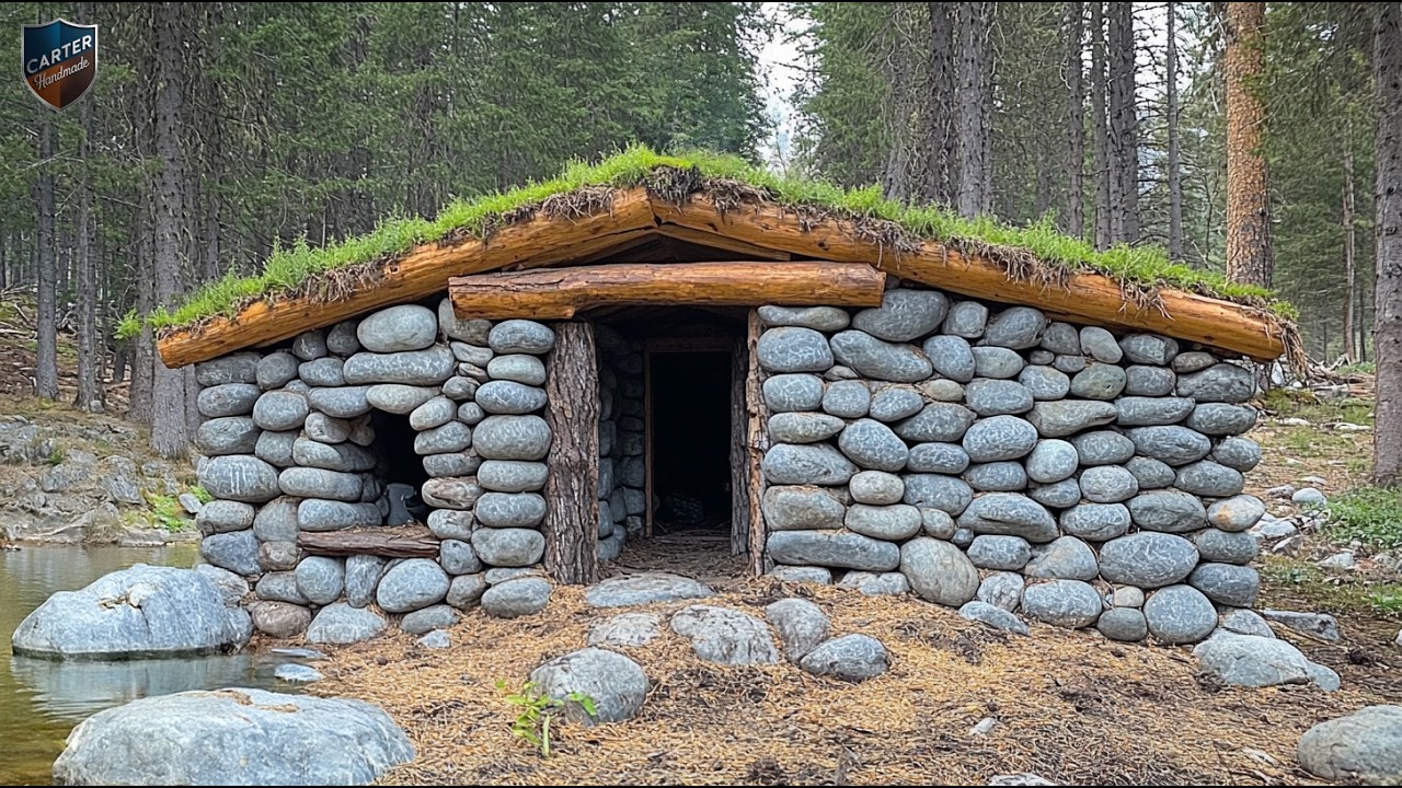 From Forest to Home: Making a Shelter with Wood & Stone - YouTube