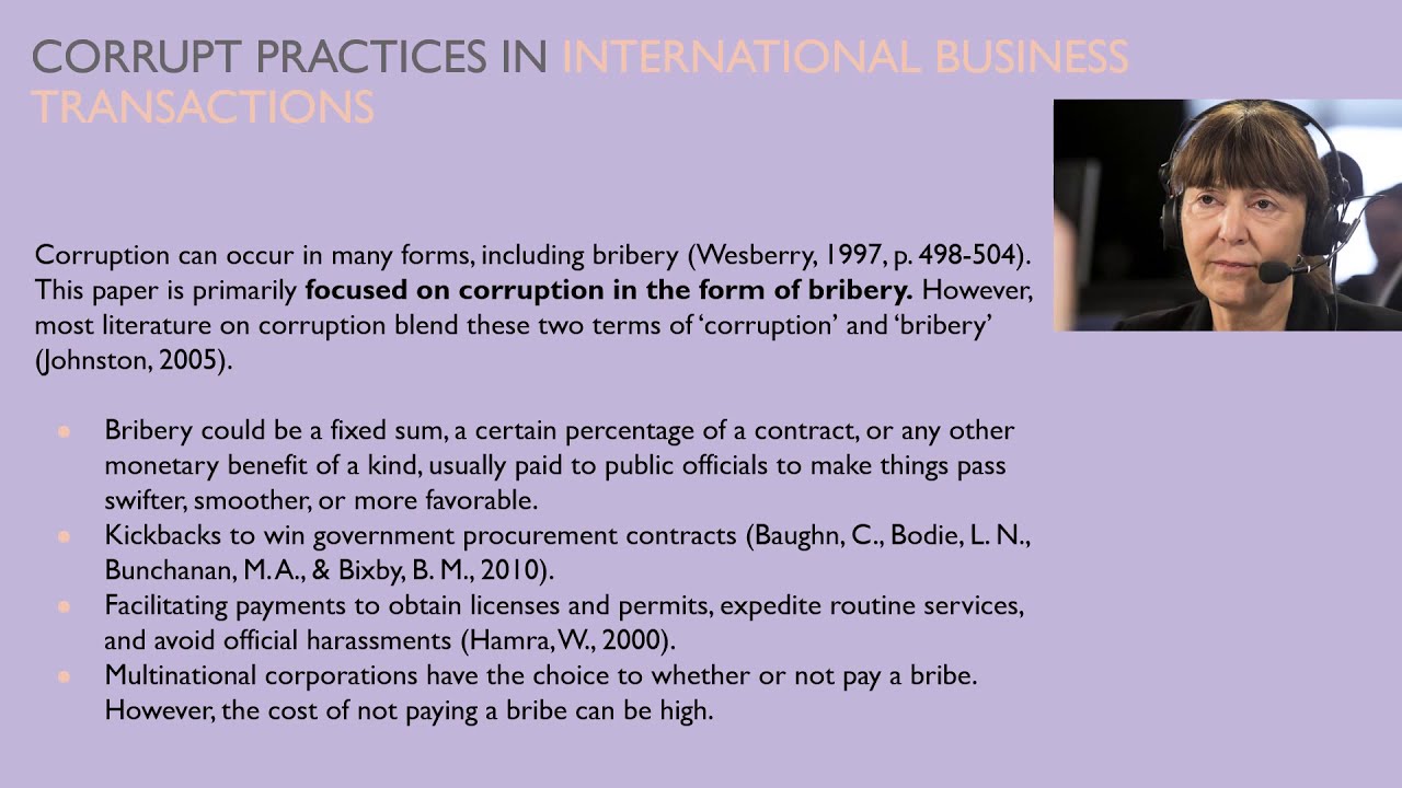 Elliott Dear Lawyer | CORRUPT PRACTICES IN INTERNATIONAL BUSINESS ...