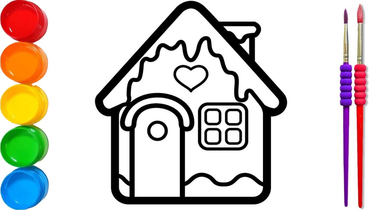 how to draw a winter house for beginners and color it - YouTube