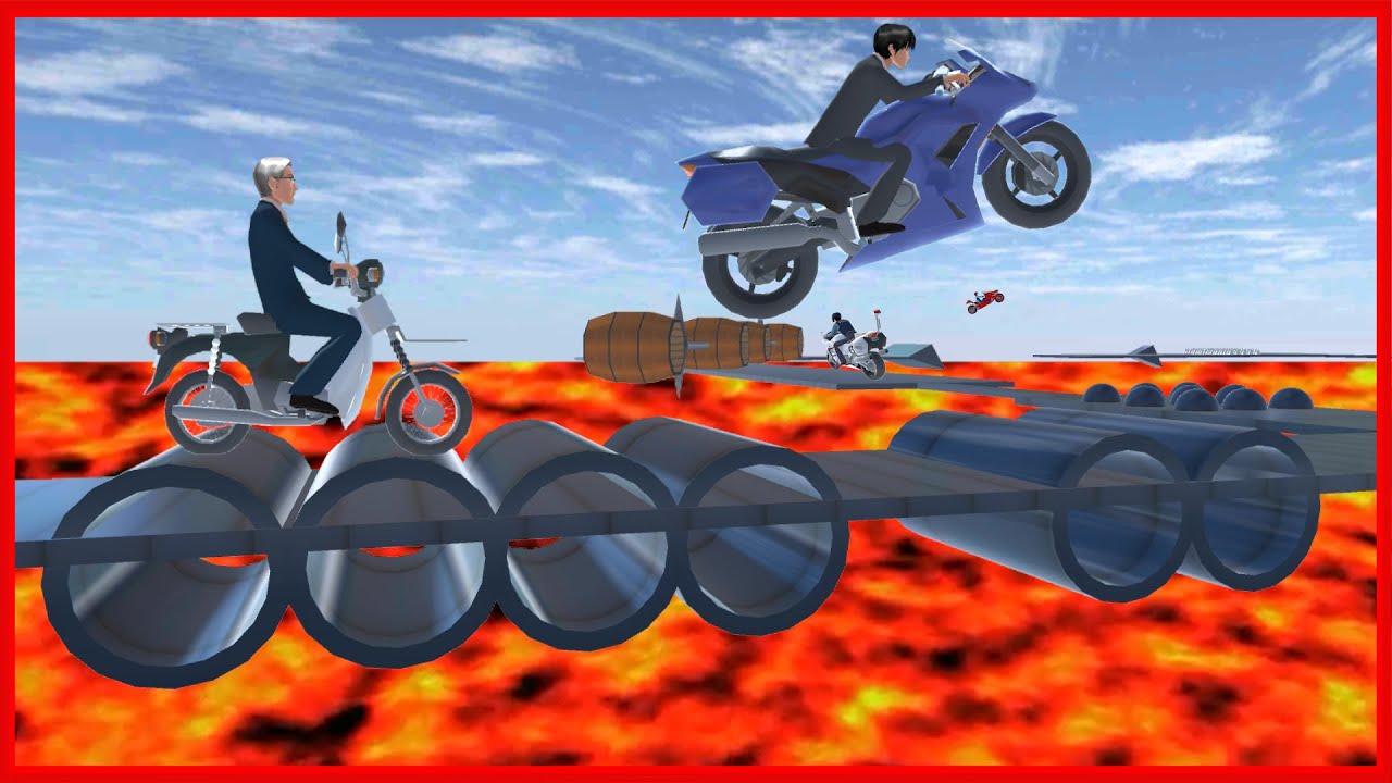 Motorcycle Challenge: Lava Terrain || SAKURA School Simulator - YouTube