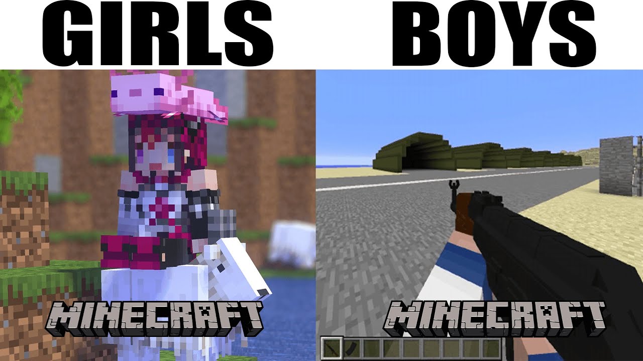 BOYS vs GIRLS in a nutshell : PLAYING MINECRAFT - YouTube