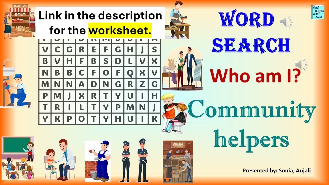 Word Search game. Find names of community helpers. Learn professions ...