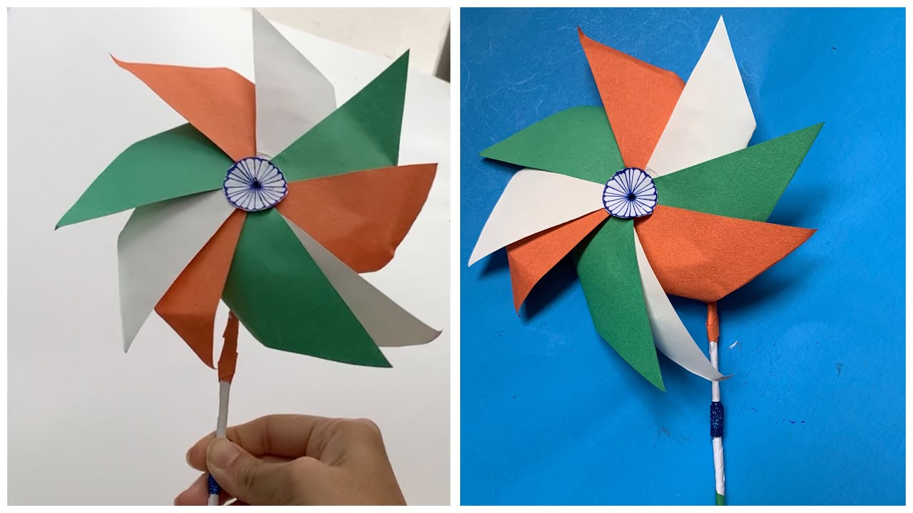 How to make Tricolor Pinwheel | Tricolour Pinwheel | #windmill |# ...
