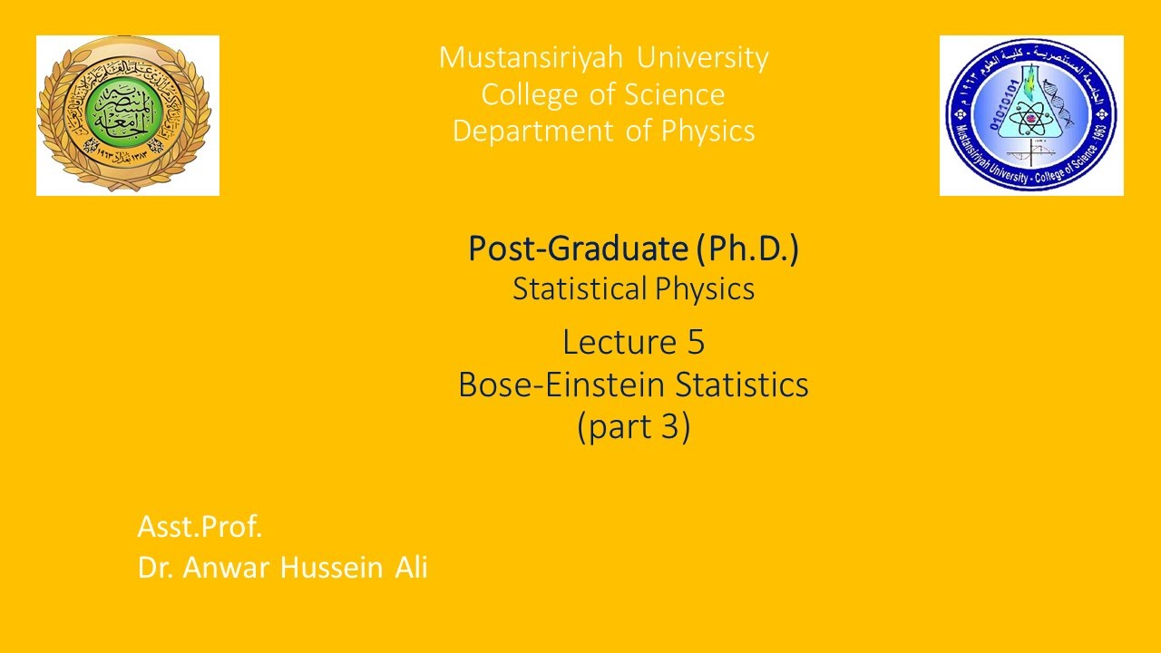 Bose Einstein Statistics part 3 2 - YouTube