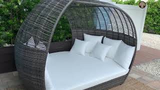 Allweatherpatio.com offers the Panama Jack Outdoor Banyan Daybed with cushions.