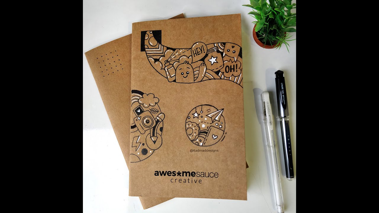 DIY Doodle Notebook Cover | Kadmad Designs #doodleart #notebookcover ...
