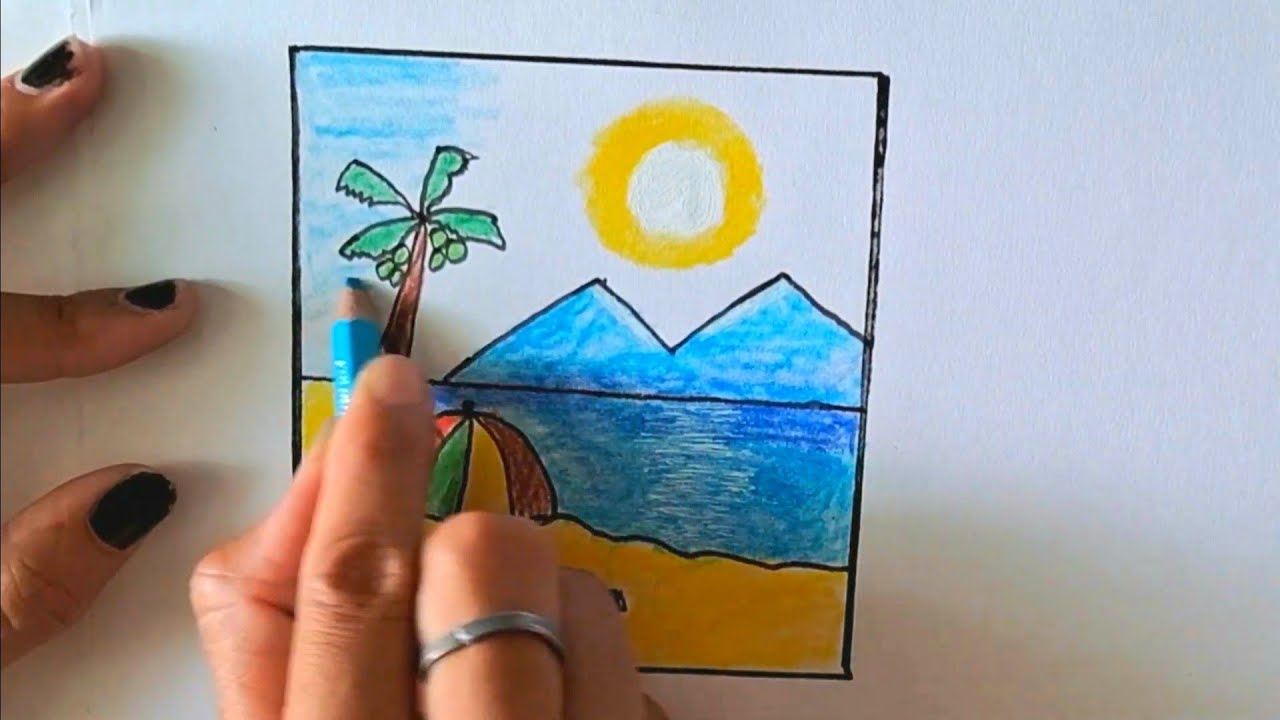 Nature Drawing | How To Draw Nature Drawing | Easy Step By Step Drawing ...