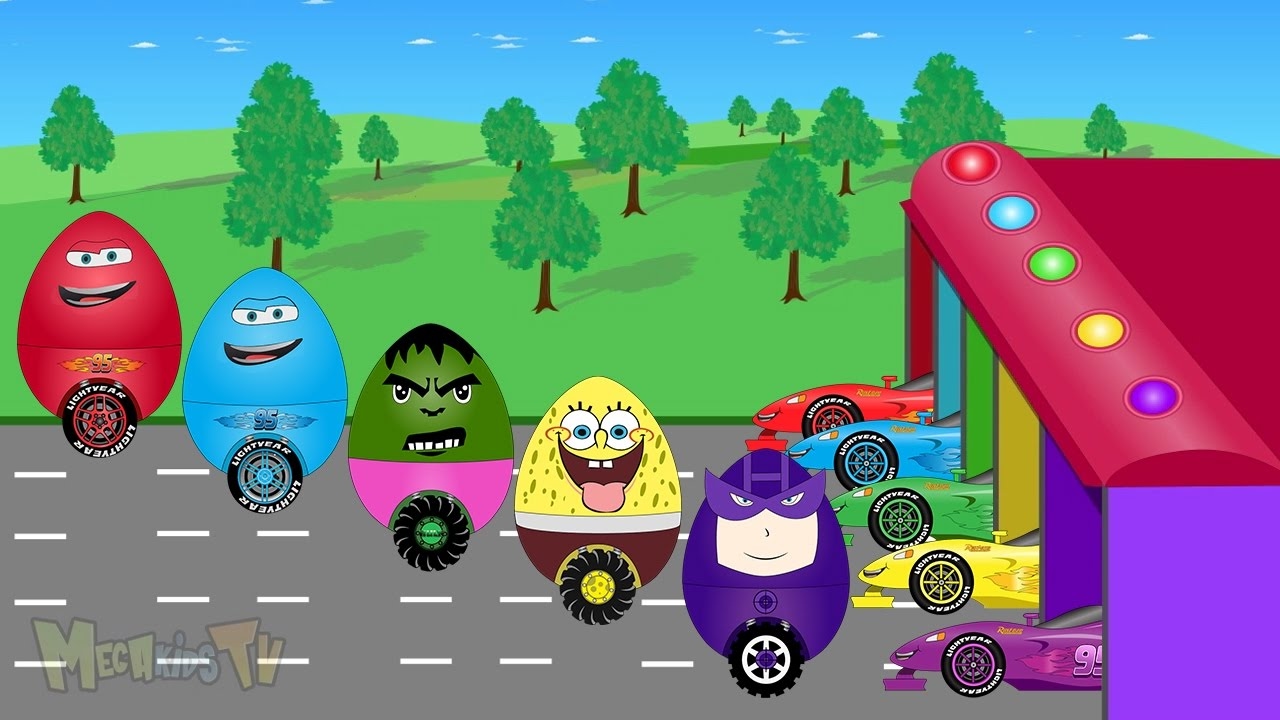 Superheroes Suprise Eggs For Kids - Eggs And Cars Garage - Cartoon For ...