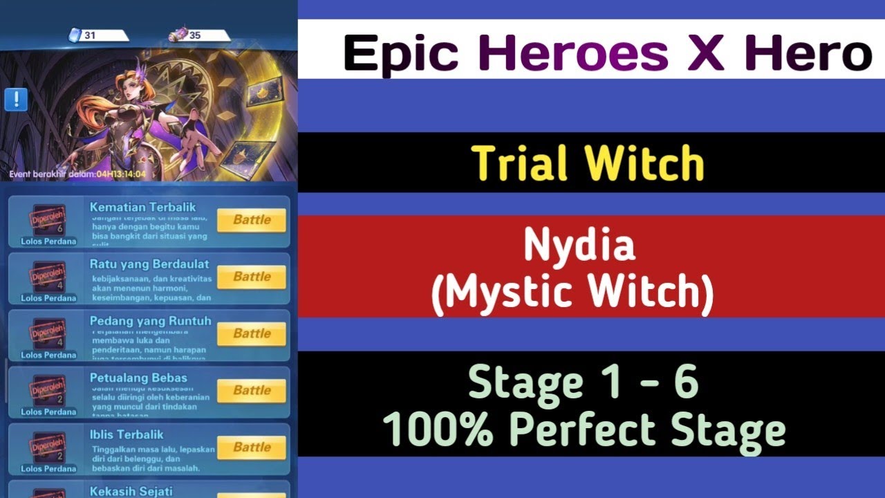 Trial Witch stage 1- 6 event New Hero Nydia (Mystic Witch) EPIC HEROES ...