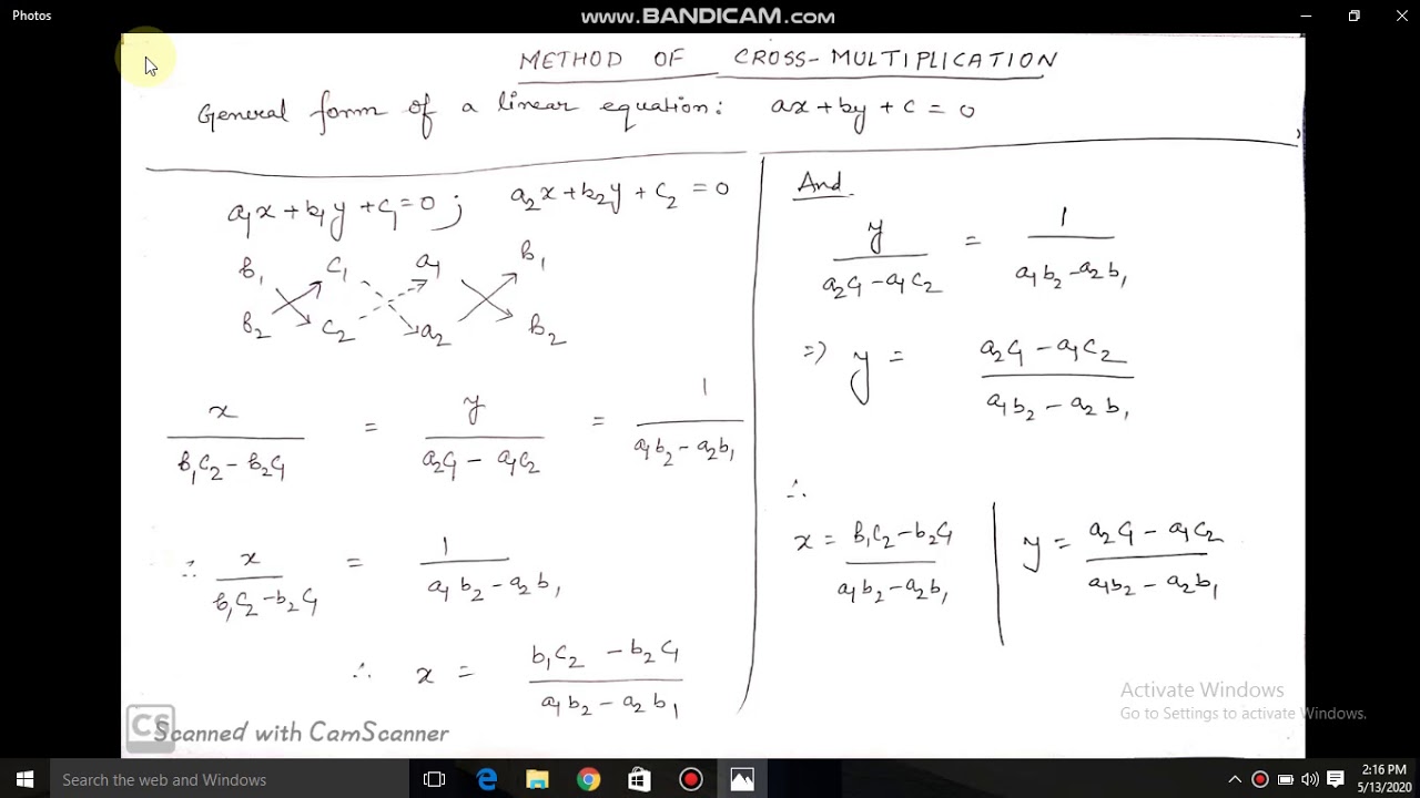 Simultaneous equations (I.C.S.E Class 9) Cross multiplication method ...